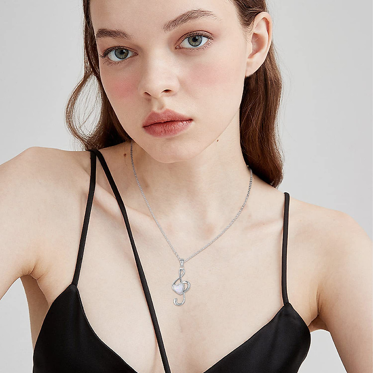 StoryMidir Music Note Necklace Gifts for Music Lovers 925 Sterling Silver Opal Musical Necklace Treble Clef Piano Necklace Music Jewelry Gifts for Women Mom
