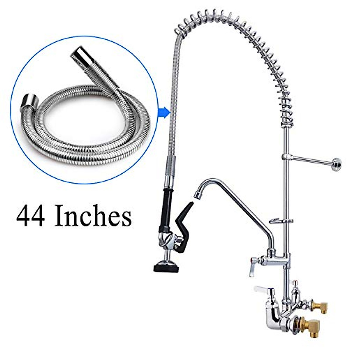 COOLWEST Flexible Metal Stainless Steel Hose 44 Inch for All Commercial Pre-Rinse Kitchen Sink Faucets Flexible Hose Replacement (111CM 44")