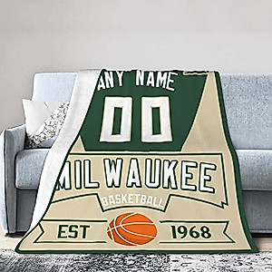 Custom Throw Blankets for Bed Personalized Basketball City Fans Gift Winter Summer Fleece Blanket Name and Number, 30"x40", 50"x60"