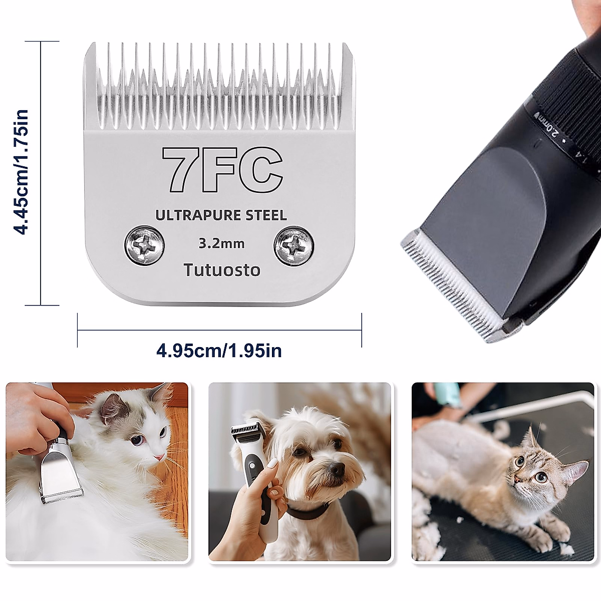 Tutuosto 7FC Clipper Blades Pet Grooming Clipper Replacement Blades Detachable Blade Compatible with andis/wahl/Oster Dog Clippers