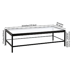Henn&Hart 54" Wide Rectangular Rectangular Coffee Table in Blackened Bronze, Modern Rectangular Coffee Tables for living room, studio apartment essentials