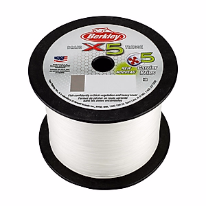 Berkley x5 Braid Superline, Crystal, 15-Pound Break Strength, 2188yd Fishing Line, Suitable for Freshwater and Saltwater Environments