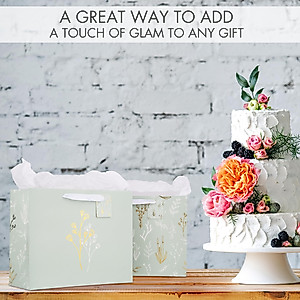 Beautiful Gift Bags Set of 2 - Large 13" Bags with Handles incl. Matching Tissue Paper, Cards & Stickers - Reusable and Perfect For Presents of Any Birthday, Weddings, Mothers Day & Special Occasion