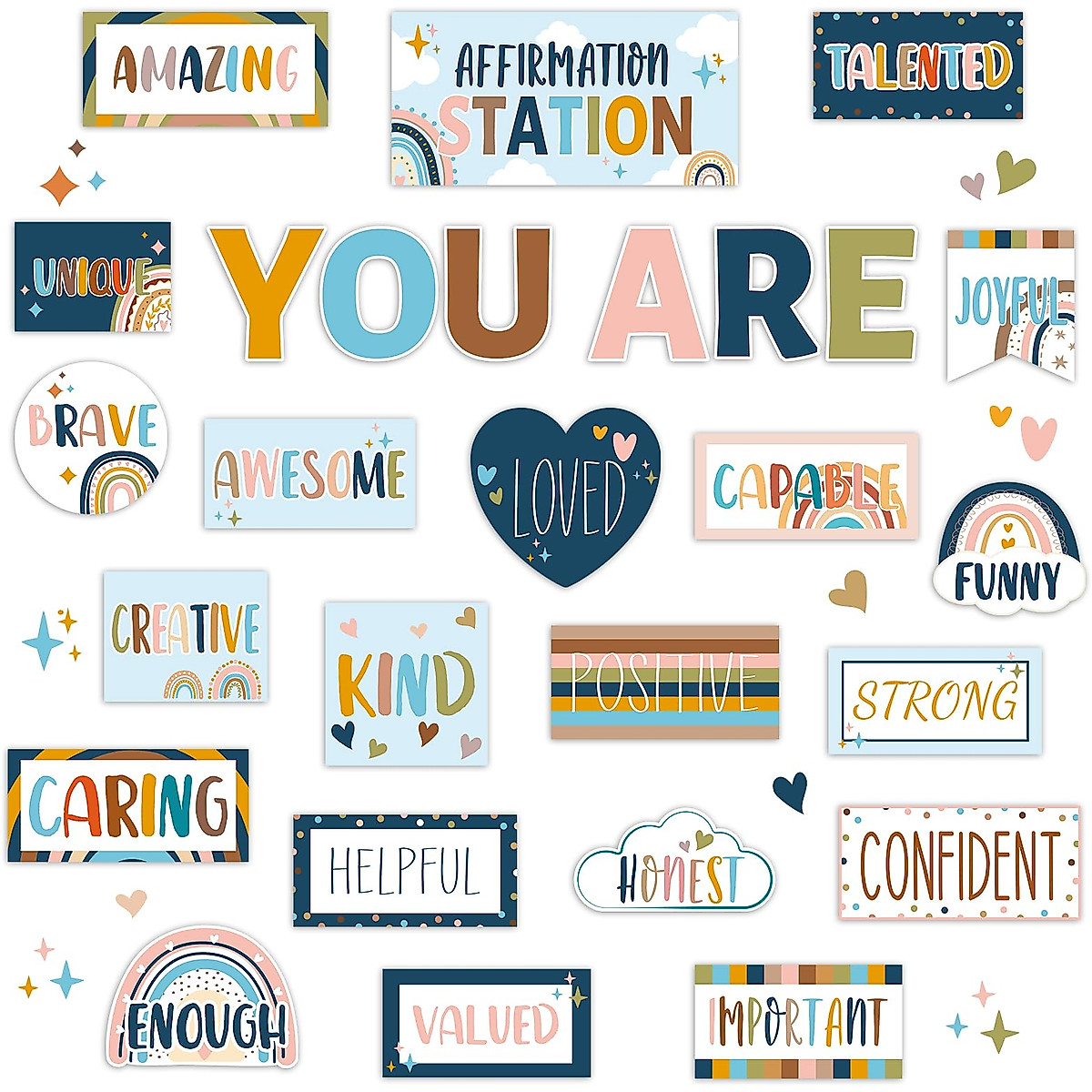 Boho Affirmation Station Bulletin Board Set Rainbow Bulletin Board for ...