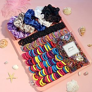 YANRONG Ponytail Holders and Scrunchies For Girls and Women, Traceless Elastic Ropes and Rubber Bands For Hair, Baby and Kids (2155PCS) Mix