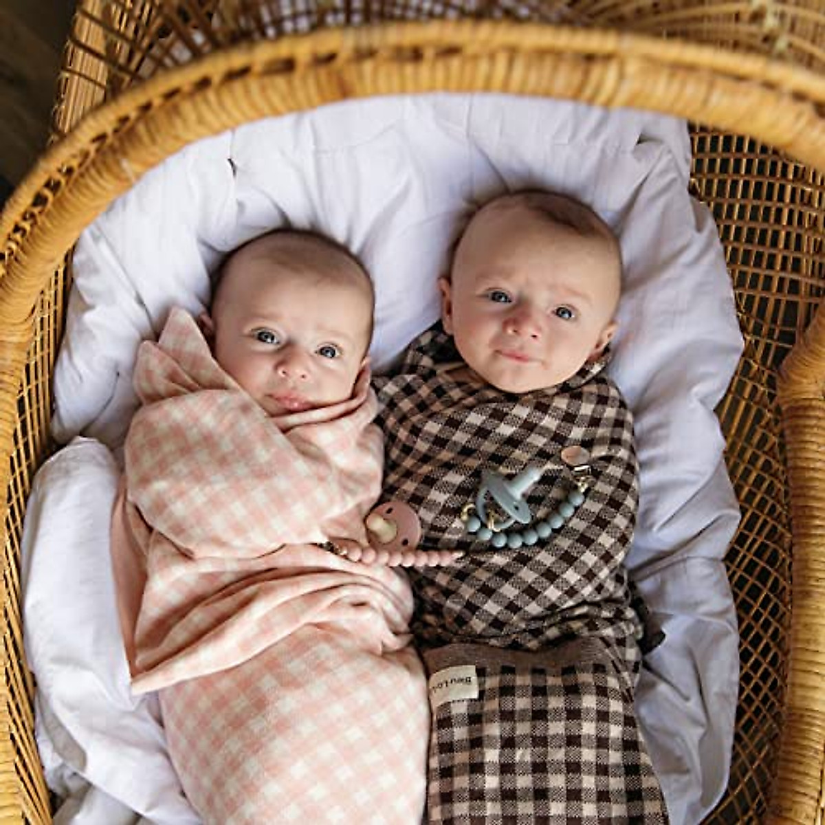 Luxury Knit Baby Blanket - 100% Soft Fine Cotton Quilt Blanket - Use as Receiving Swaddling Crib Stroller Nursery Bed Shower Baby Gift Registry for Newborns Toddlers Boys & Girls (Plaid - Beige)