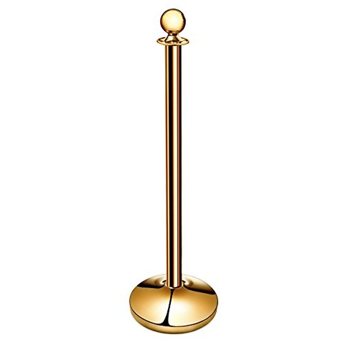 New Star Foodservice 54736 Round Top Brass Plated Stanchions, Set of 2 Posts with 1 of 79.5-Inch Red Velvet Rope