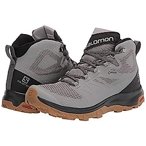 Salomon Outline Mid Gore-TEX Hiking Boots for Men, Frost Gray/Black/Alloy, 10.5
