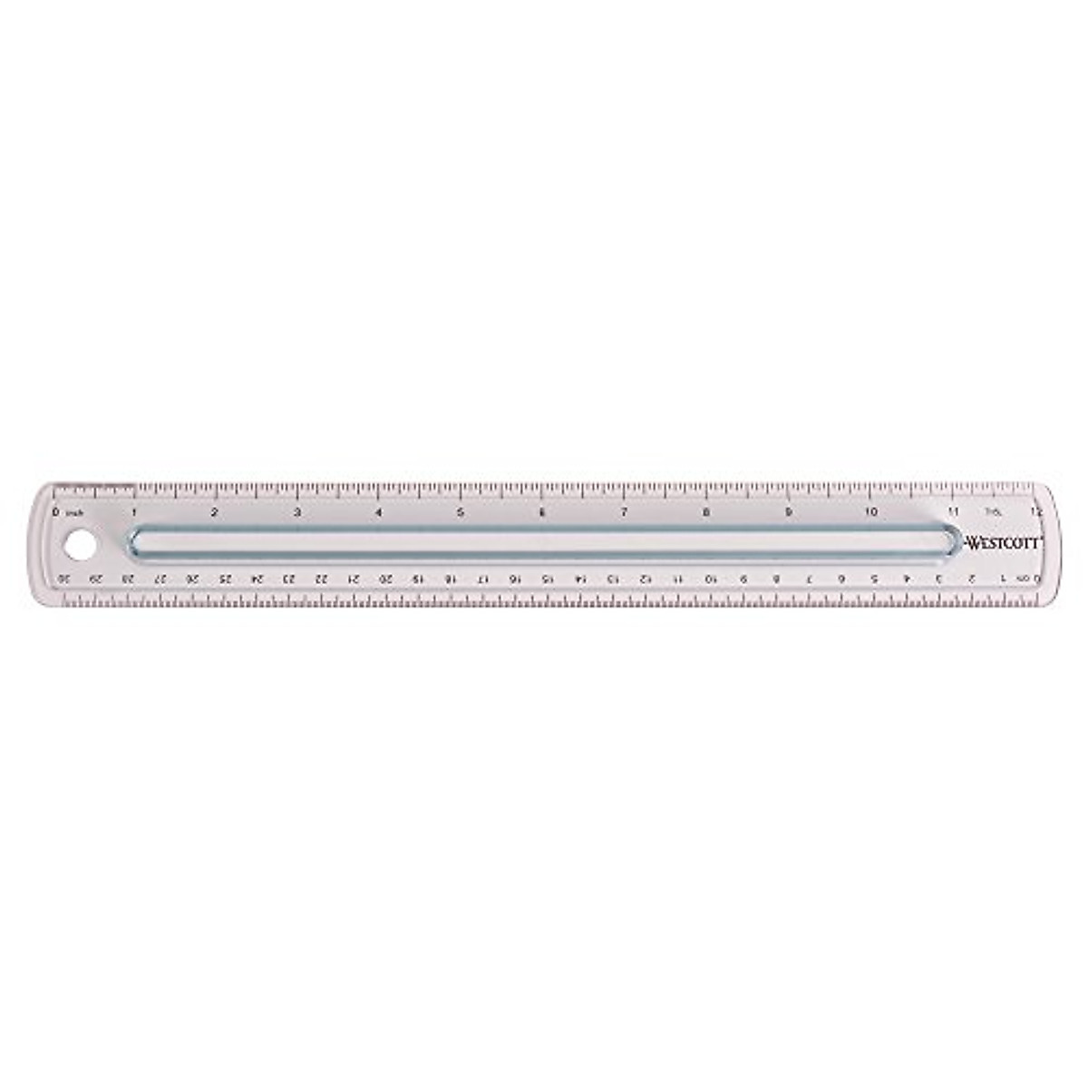 Westcott 00402 Smoke Gray Plastic Ruler with Finger Grip, 12 Inch
