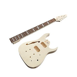 Fistrock DIY Electric Guitar Kit Beginner Kit 6 String Right Handed with Flamed Maple Veneer Top Basswood Body Hard Maple Neck Rosewood Fingerboard Chrome Hardware Build Your Own Guitar.