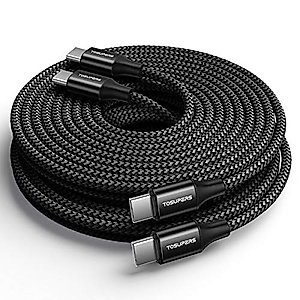 [10ft 2-Pack] Long USB C to USB C Cable Fast Charging 60W, PD Type C Charger Cord Nylon Compatible with Samsung Galaxy S23 S22 S21 S21+ S20 FE Note 20 Ultra Plus A80 5G, Pixel 7 6 Pro 6a 5 4 3 3a 2 XL