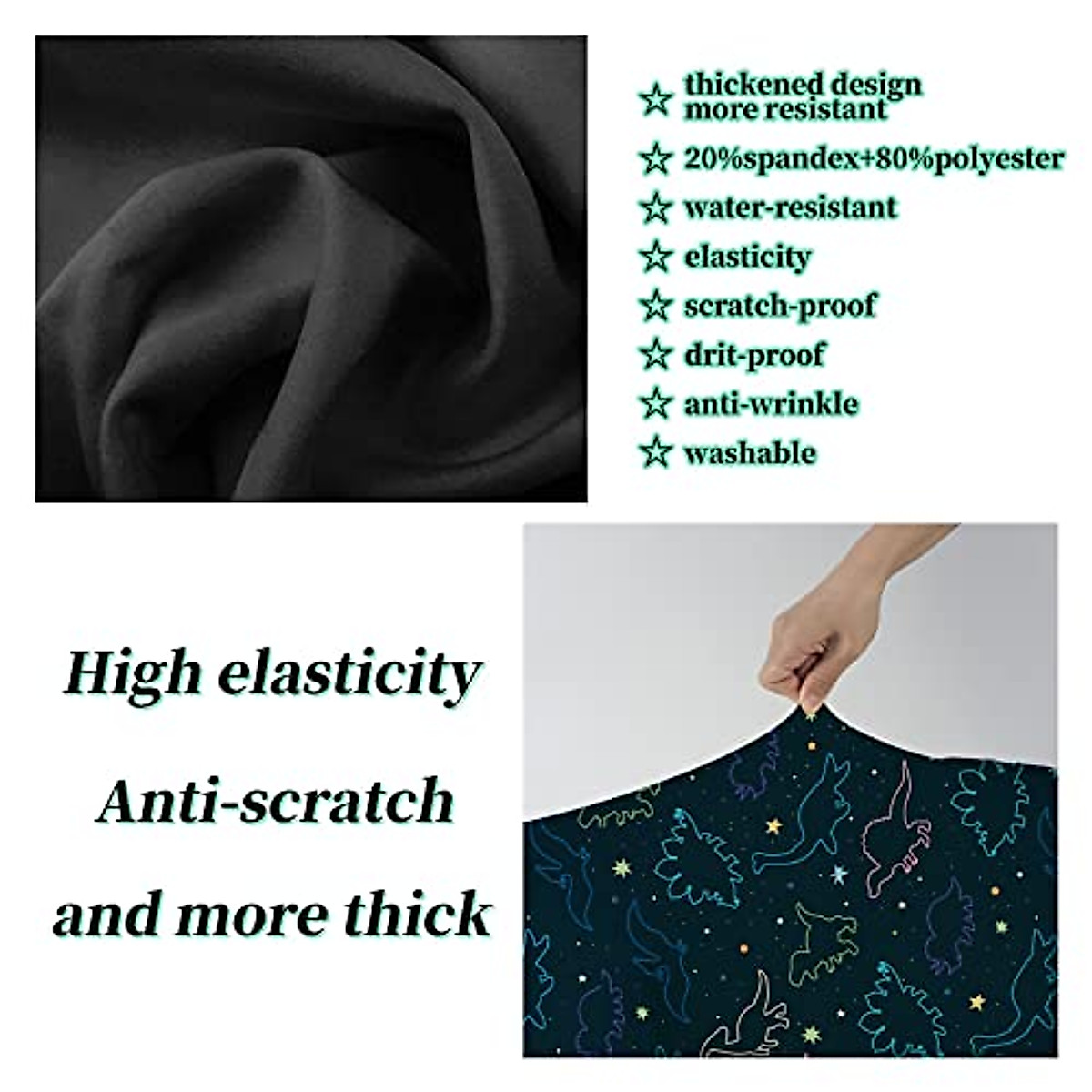 Luggage Cover Suitcase Protector Plus 1 Luggage Tag, Dinosaurs Space Travel Suitcase Cover Suitable for 22-24 inch Luggage (M) with Concealed Zipper Washable Elastic Cloth Dustproof Anti-Scratch