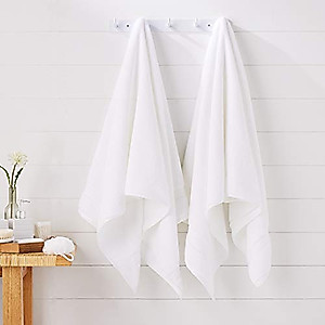 Amazon Commercial Cotton Bath Towel Set - Pack of 6, 27 x 54 Inches, 650 GSM, White