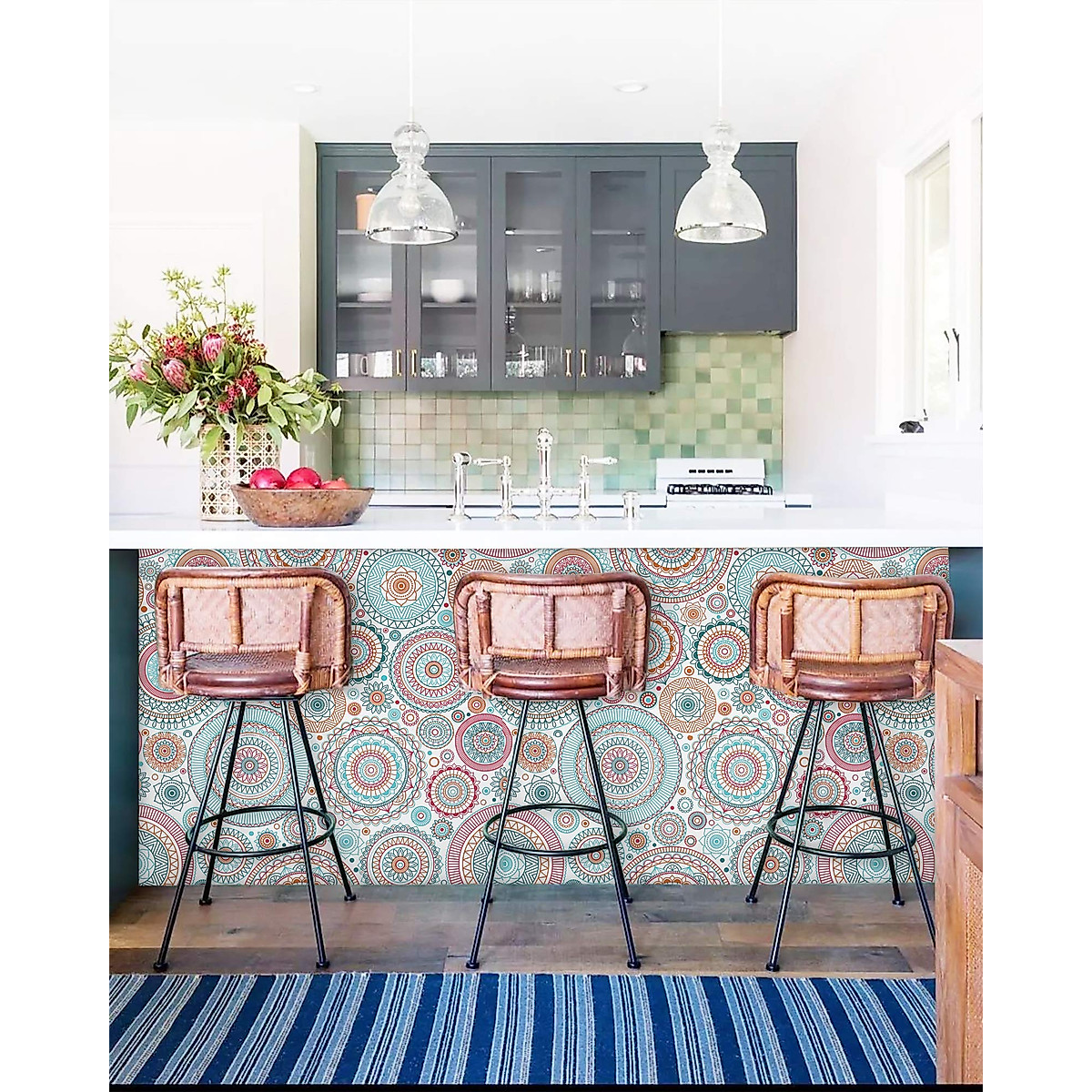 CiCiwind Peel and Stick Wallpaper Cute Contact Paper Colorful Wallpaper Fun Kitchen Contact Paper Decorative Self-Adhesive Wallpaper Removable Waterproof Easy to Clean Wall Covering 17.7''x78.7''