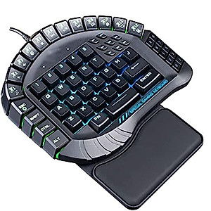 CNGY One Handed Mechanical Gaming Keyboard Portable 60 Keys Keypad, Single Gamer Controller With Wrist Rest for Computer/PC/Laptop