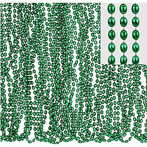 Green Bead Necklaces (30") - Pack of 50 - Perfect Party Decor for Celebrations, Mardi Gras & More