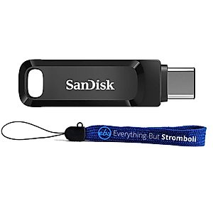 SanDisk Ultra Dual Drive Go 256GB USB Flash Drive Type C & Type-A for Smartphones, Tablets, & Computers - USB 3.1 High Speed Pen Drive (SDDDC3-256G-G46) Bundle with 1 Everything But Stromboli Lanyard