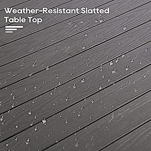 Sumshadow Patio Rectangle Dining Table, 71" x 35.1" Rectangle Outdoor Dining Table, All-Weather Table for 6, Slatted Tabletop for Patio, Lawn, Deck