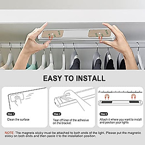 Under Cabinet Lights Motion Sensor: 66-Led Closet Light Wireless Magnetic Light Under Counter Lights for Kitchen 1000mAh USB Rechargeable Led Lights for Wardrobe Stairs Hallway Indoor 9.0 inch 2Pcs