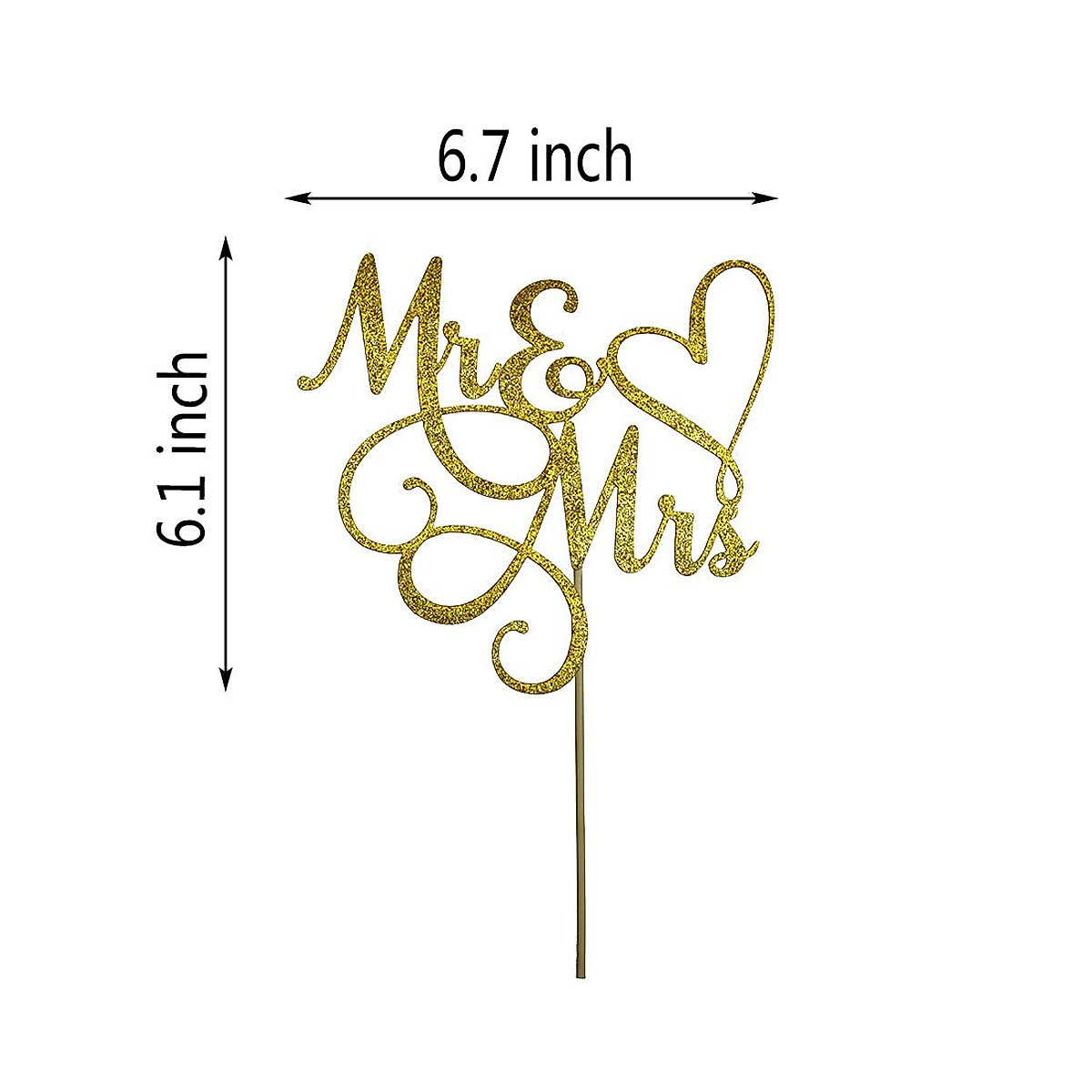 AMINJIE Gold Glitter Mr & Mrs Cake Topper - Wedding, Engagement, Wedding Anniversary Cake Toppers Decorations