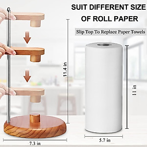 Wood Paper Towel Holder Countertop - Rustic Farmhouse Paper Towel Holder Stand - Standing Paper Towel Roll Holders - Vertical Wooden Paper Towels Holder for Kitchen Counter - Papertowellholders Rack