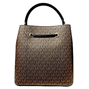 Michael Kors Suri Large Logo Bucket Drawstring Bag MK Brown Black Multi