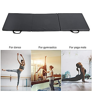 Foldable Sports Fitness Yoga Mat, Exercise Workout Mat 180x60x3cm Black Gym Training Gymnastics Accessories