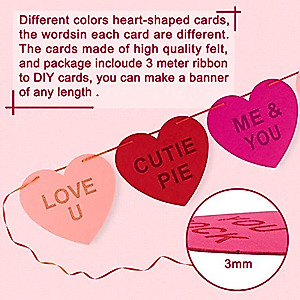 Whaline Valentine's Day Felt Heart Garland Banner for Indoor Outdoor Wedding Engagement Anniversary Party Favor(9.8 feet)