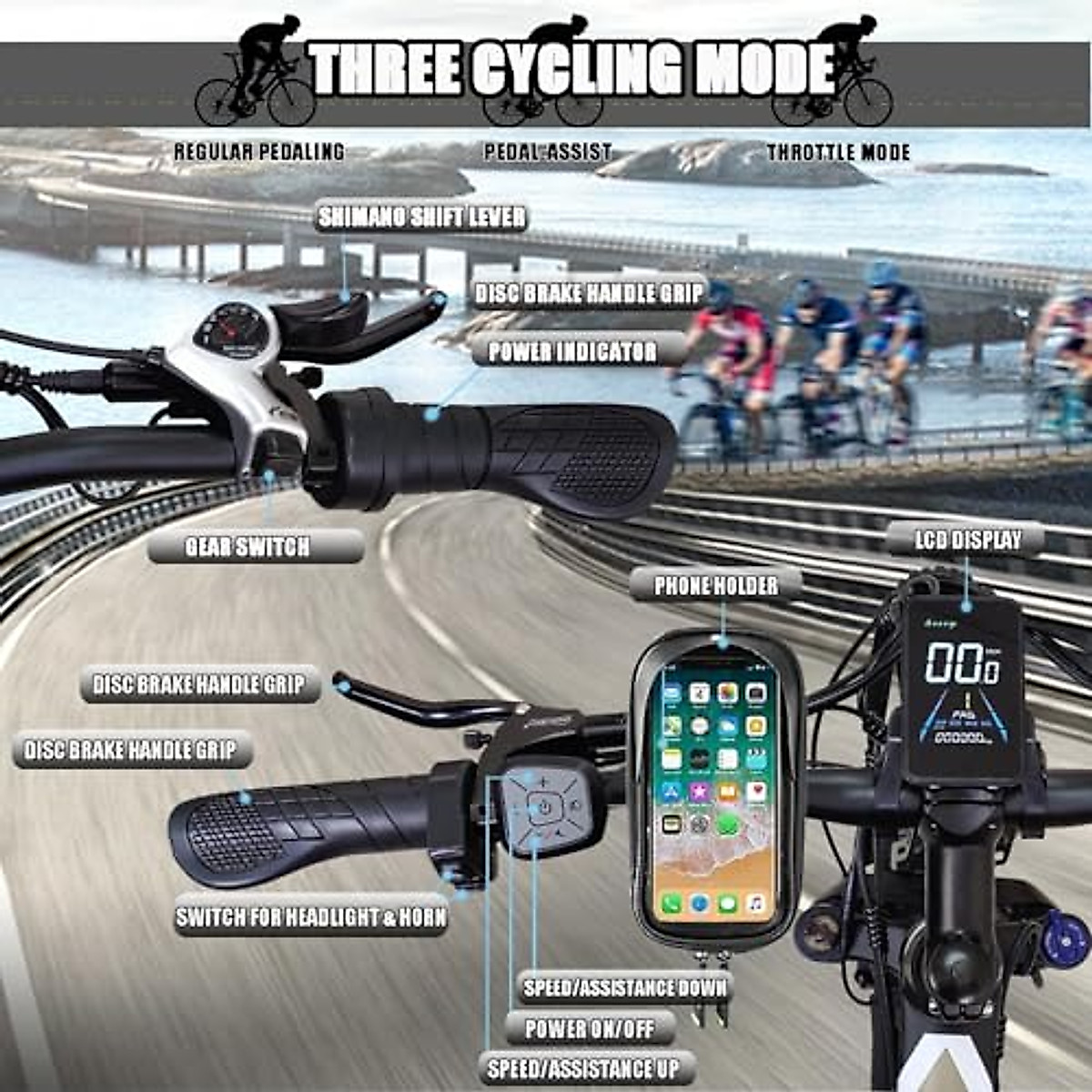 ikidsislands 2000W Electric Bike for Adults, Fat Tire Mountain Ebike, 35 MPH 48V 22.4AH AWD Ebikes, Dual Motor E Bikes for Men & Women (Black/Black)