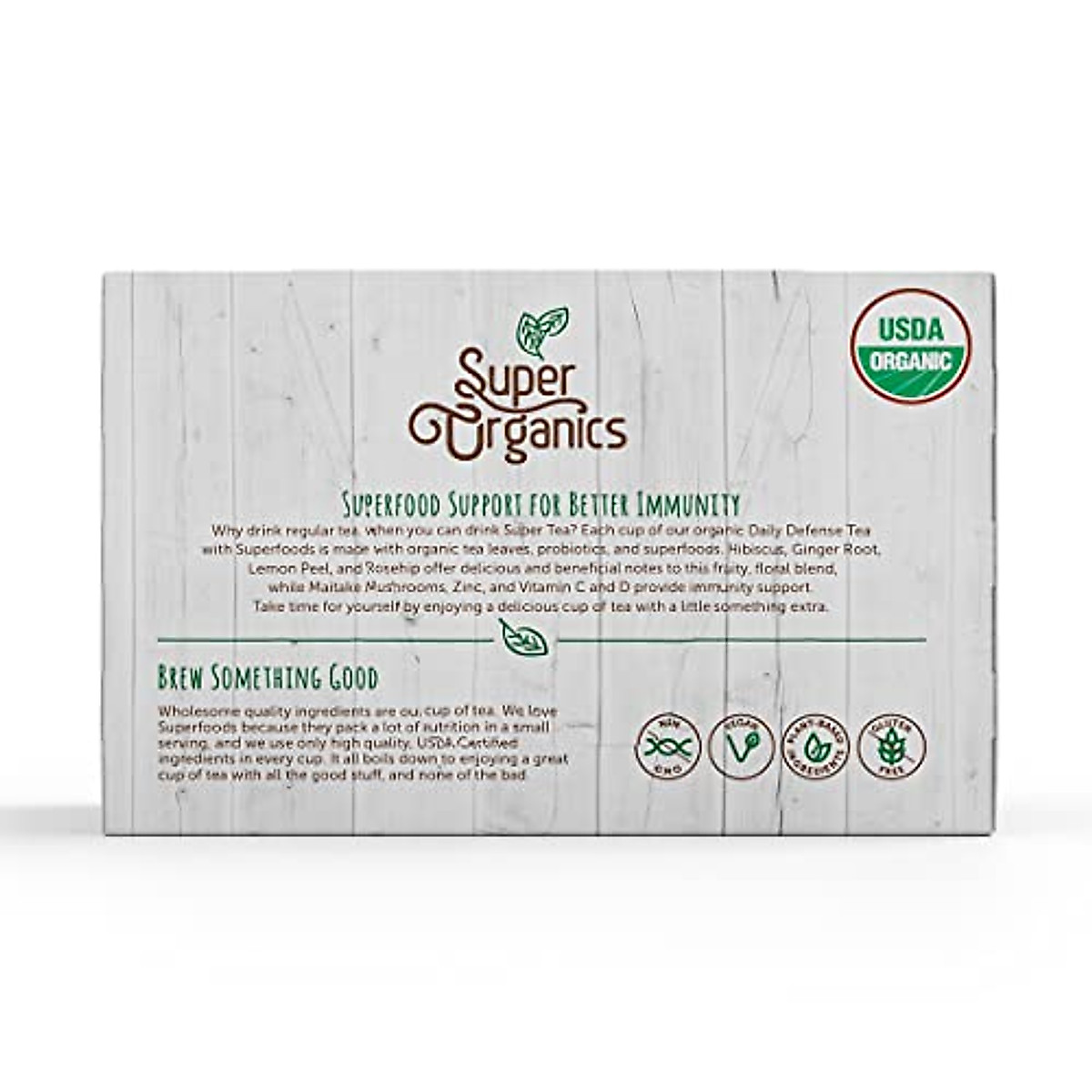 Super Organics Daily Defense Tea (Organic) with Superfoods and Probiotics (Keurig K-Cup Compatible) 10ct Single Serve Cups