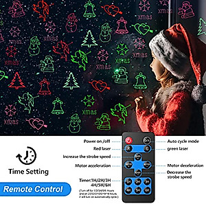 Christmas Laser Lights Outdoor, Christmas Projector Lights Landscape Spotlight Red and Green Star Show with Christmas Decorative Lighting for Bedroom Indoor Outdoor Garden Patio Wall