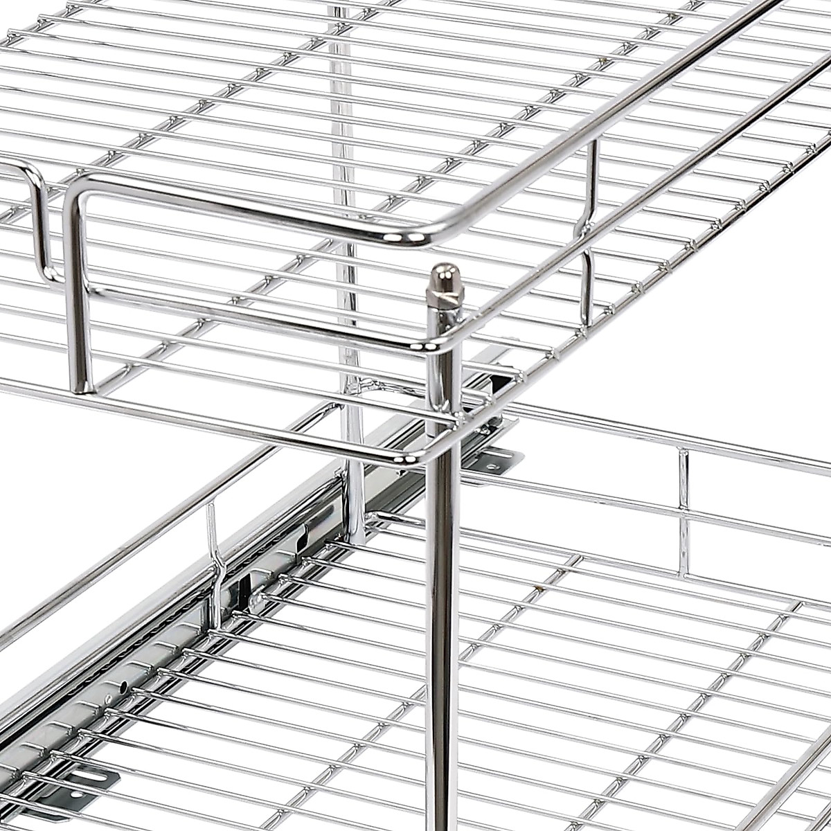 Pull Out Cabinet Organizer,Multi-Purpose Cabinet Organizer,Sink Organizer and Storage,Kitchen Helper,2-Tier Cabinet Pull Out Shelves,for Bathroom,Laundry Room,Kitchen,Pantry(Silver,21.5*13.5*15in)