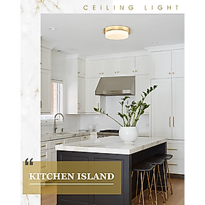 Audickic Gold Flush Mount Ceiling Light, 13inch Close to Ceiling Light Fixtures 24W 2200lm Dimmable 2700K/3000K/4000K/5000K/6000K Brass LED Ceiling Lamp for Bedroom Hallway Kitchen, AD-22008-L-GD