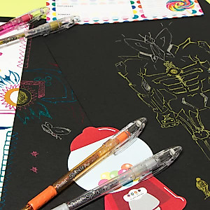 Pentel Arts Sparkle Pop Shimmering Metallic Gel Pen, (1.0mm) Bold Line, Assorted Iridescent Ink Colors, 4 Pack