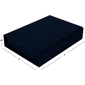 Koyal Wholesale Navy Blue Linen Photo Box, 4 x 6-Inch Memory Storage Box with Lid, Keepsake Boudoir Linen Box