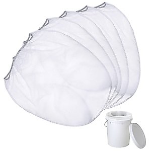 10 Pack Paint Strainer Bags Paint Filter Bag 5 Gallon Paint Strainer Bags White Fine Mesh Disposable Bag Filters with Elastic Drawstring Top Opening for 5 Gallon Bucket Paint Strainer