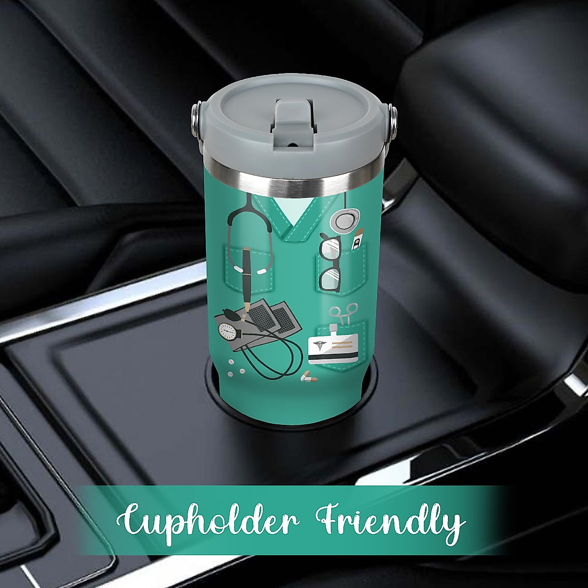 soeufnwhf 30oz Nurse Tumbler Cup with Handle Nurse Travel Coffee Mug, Nurse Nutrition Facts Tumbler, Best Nursing School Gifts, Nursing Graduation Gifts, RN Gifts for Nurses Appreciation Gifts