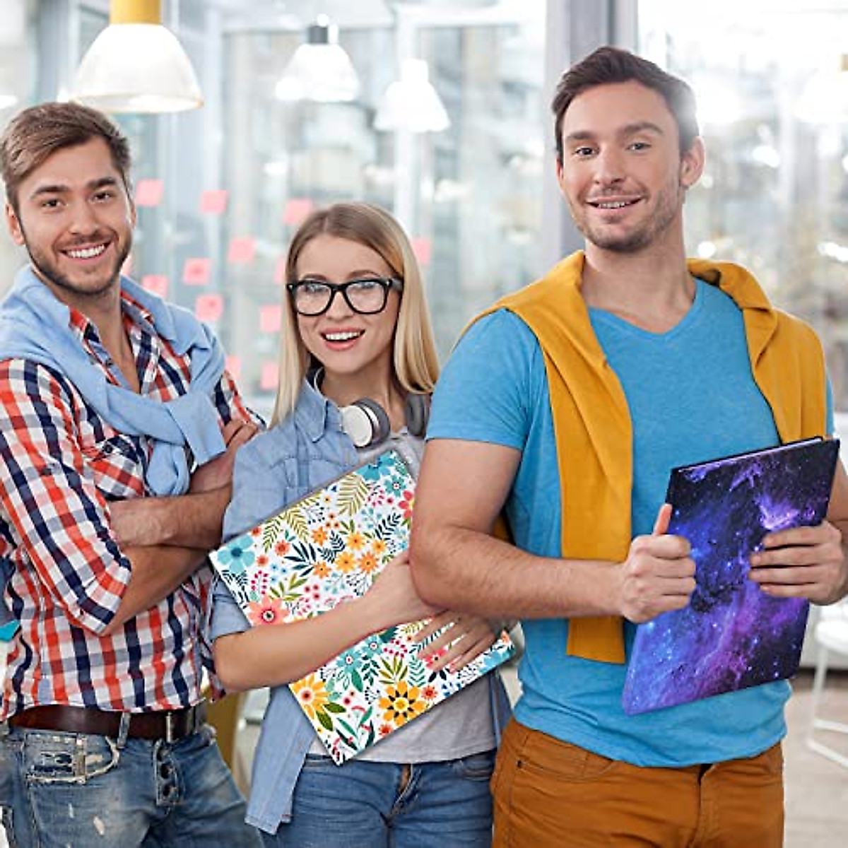 1-inch 3-Ring-Binder with Pockets 1'' Decorative Round Ring Binders for School Holds US Letter Size 8.5'' x 11'' 200 Sheets for Office/Home/Back to School, 2 Pack