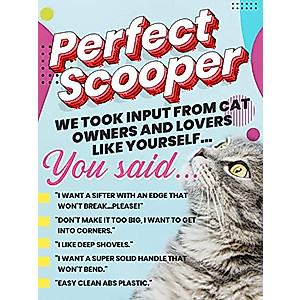 purple pet iprimio Sifter w/Deep Shovel Litter Scoop - Easy Cleaning Litterbox - Modern Scooper Holder -Works with All Metal and Plastic Scoopers