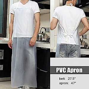 Kvimvty Unisex 47 x 27.5 inches Heavy Duty Transparent PVC Waterproof Apron, Keeps You Clean and Dry When Dishes Washing Kitchen Cooking, Clear, over 15 years old