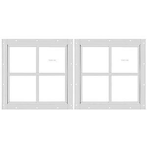 2 Pack Shed Window 12" W x 12" H, White Flush Mount Window with Tempered Glass for Playhouses, Sheds, Garage and Chicken Coops