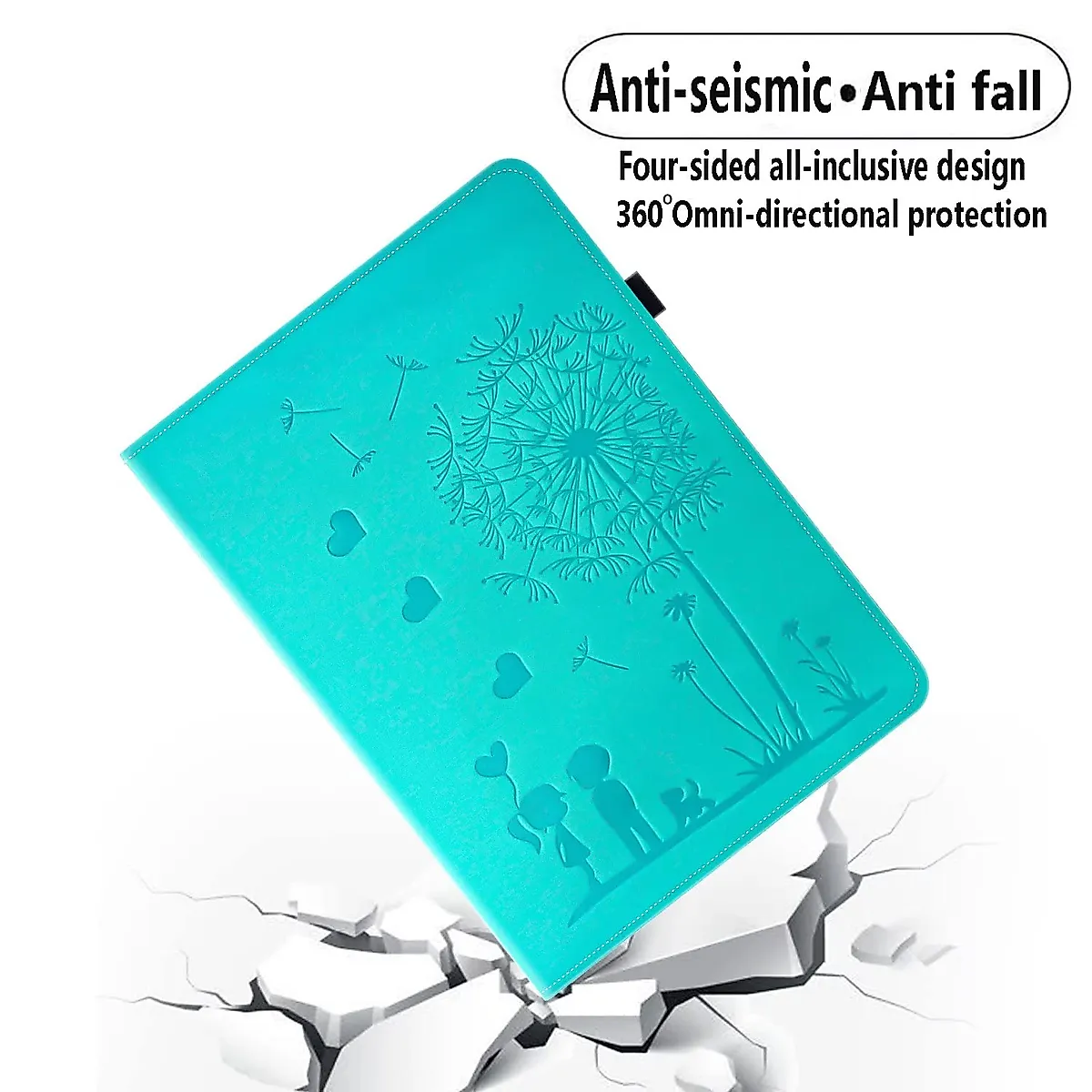 Case for iPad Pro 12.9 Inch 5th Generation 2021, Case iPad Pro 12.9 Inch 4th Generation 2020, Shockproof Case PU Leather Flip Stand Auto Sleep Wake, Dandelion Blue