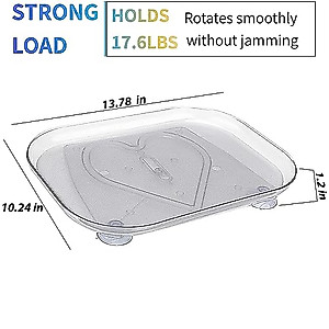 Square Lazy Susan for Refrigerator,Countertop Condiment Storage Rack Turntable Organizer for Rectangular Long & Oblong Tables,Household Rotating Rack for Kitchen, Bedroom (13.78" 10.24")