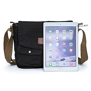 Gootium Canvas Messenger Bag - Vintage Crossbody Shoulder Bag Military Satchel, Charcoal