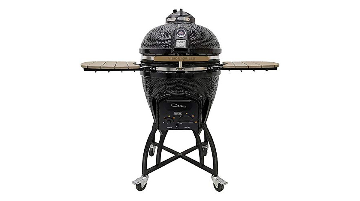 VISION Grills Ceramic Kamado Large Black BBQ Grill for Perfect Smoking ...