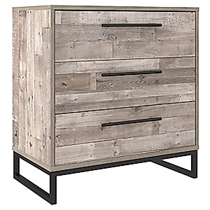 Signature Design by Ashley Neilsville Industrial 3 Drawer Chest of Drawers, Whitewash