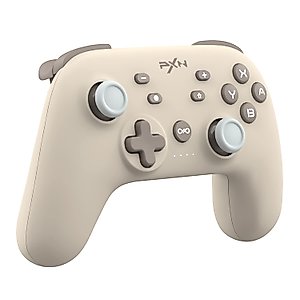 PXN P50L Wireless Switch Pro Controller, Dual Shock Gamepad Joystick Support Turbo, Macro, Gyro Axis, Wake-Up, Programmable Dual Connection for Switch/Lite/OLED/iOS (16 versions only) / PC (Brown)