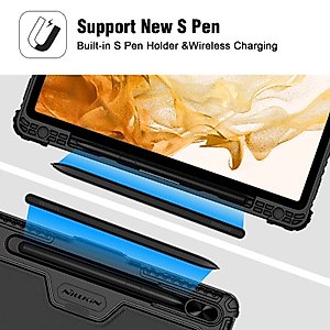 Nillkin Galaxy Tab S7 FE Keyboard Case 12.4 inch with Multi-Touch Trackpad and Camera Cover Compatible with Galaxy Tab S8 +/S7 +, Detachable Folio Keyboard Cover with S Pen Holder