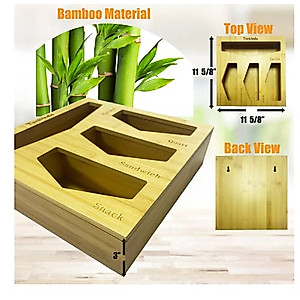 TuckMeIn Ziplock Bag Storage Organizer, Bag Organizer Holders, Bamboo, Gallon, Quart, Snack, Sandwich and Slider Bag Dispenser, Compatible with Ziploc Hefty Glad Solimo