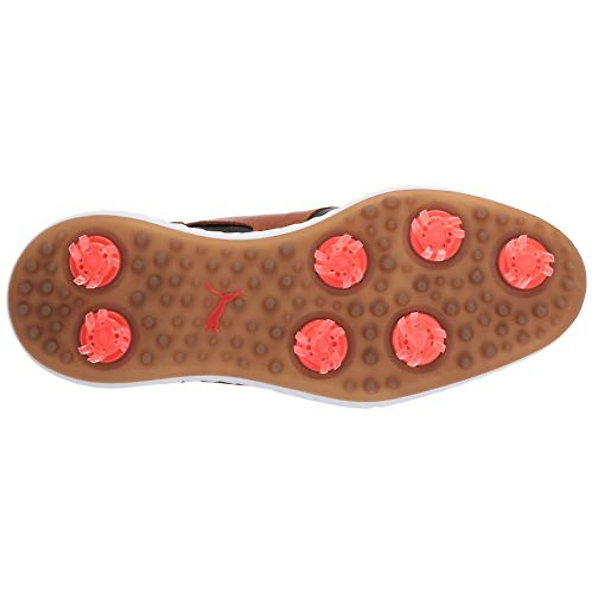 Puma Men's Ignite Pwradapt Caged Crafted Golf Shoe, Puma Black-Leather Brown-Puma Team Gold, 9